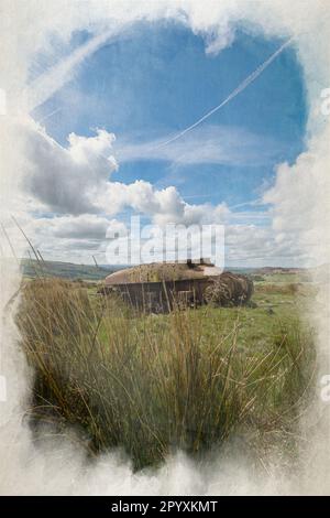 Abandoned Sherman tank digital watercolour painting in the Peak ...