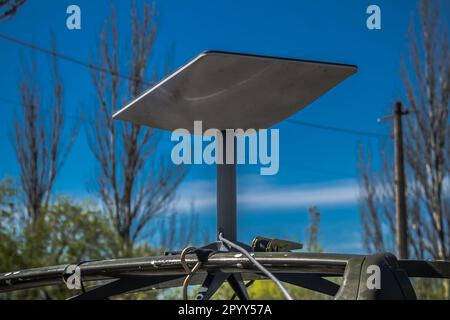 Ukrainian soldier using Starlink, a satellite internet constellation ...