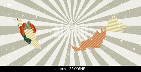 Malaysia map. Poster with map of the country in retro color palette ...
