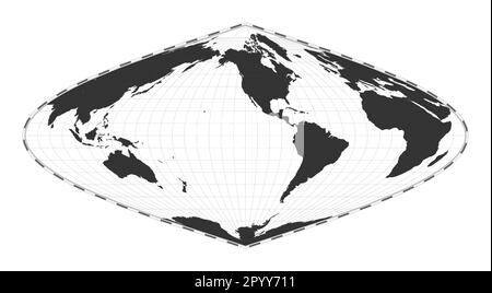 Vector world map. Sinusoidal projection. Plain world geographical map ...