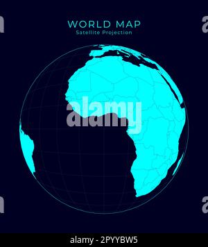 Map of the World. Satellite (tilted perspective) projection. Globe with ...