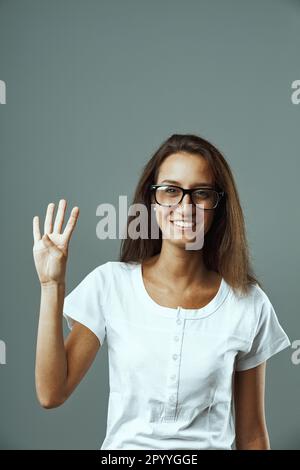 Four woman emotional facial expressions row. Amazed, surprised, shocked ...