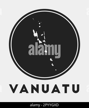 Vanuatu logo. Sign with the map of the country and colored stripes ...