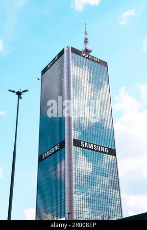 Samsung building in Warsaw. Skyscraper Marriott in the center of the ...