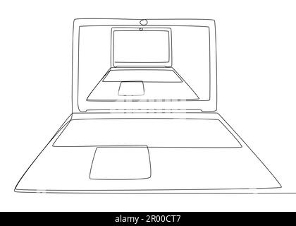 One continuous line of Laptops. Thin Line Illustration vector portable ...