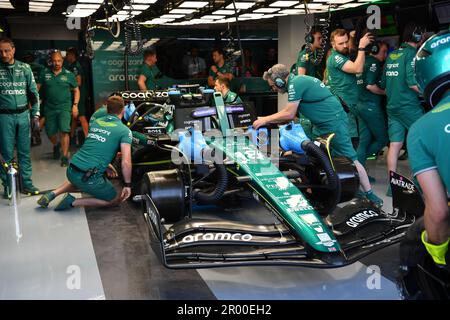 The 2023 Aston Martin AMR23 Formula One Car driven by Lance Stroll and Fernando Alonso, on ...