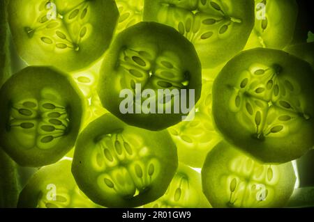 Microscopic view of cucumber pieces forming a beautiful texture pattern ...
