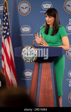 Deputy Pentagon Press Secretary Sabrina Singh conducts a press briefing ...