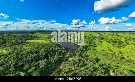 Aerial of a lake near the Santa Ana Mission, Jesuit Missions of ...