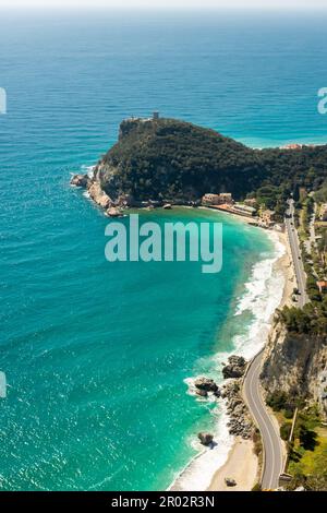 Beautiful aerial view of Saraceni Bay beach from Sentiero del ...