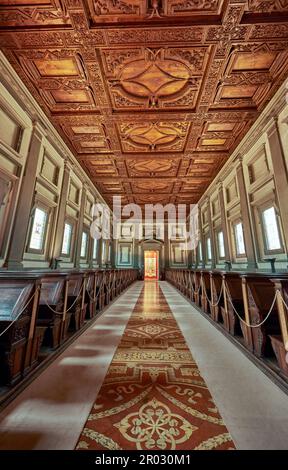 Impressive interior of the Laurentian Library in San Lorenzo Basilica ...