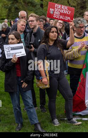 Cardiff, Cymru, Wales, UK. 06th May, 2023. Not My King, anti-monarchist ...