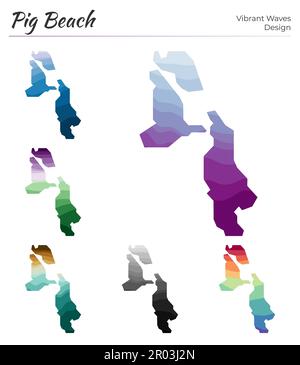 Pig Beach map. Collection of map of Pig Beach in dotted style. Borders ...