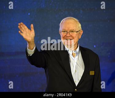 Astronaut Hall of Fame 2023. Roy D. Bridges Jr. speaks to guests after ...
