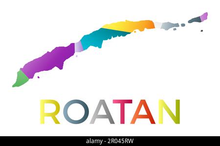 Vector polygonal Roatan map. Vibrant geometric island in low poly style ...