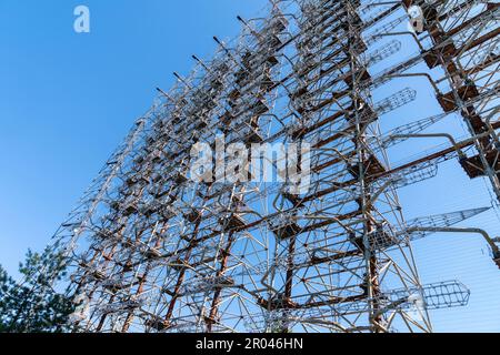 View of Russian built military installation on Duga radar receiver in ...