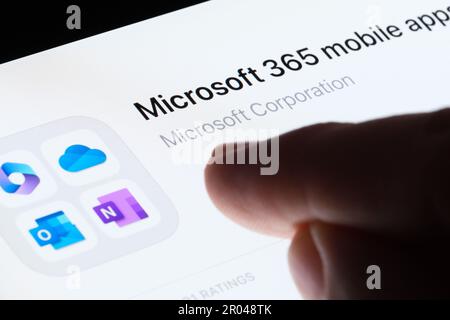 Microsoft 365 logo seen in office.com on an iPhone. On April 21 2020 ...