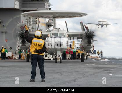 An E2-D Hawkeye, attached to the "Bear Aces" of Airborne Command and ...