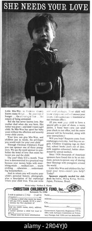 Christian children's fund advert in a Natgeo magazine, December 1956 ...