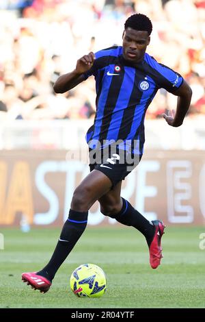 Olimpico Stadium, Rome, Italy - Denzel Dumfries of FC Inter Milan under ...