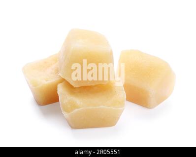 Frozen fruit puree cubes on white background Stock Photo - Alamy