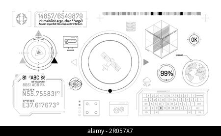 Set of infographic elements about satellite and quadcopter data ...