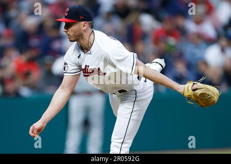 Cleveland Guardians relief pitcher Trevor Stephan throws a pitch to the ...