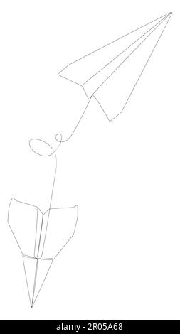 One continuous line of Paper Airplanes. Thin Line Illustration vector ...