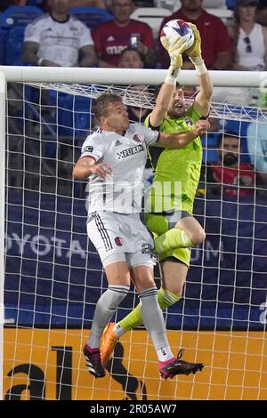 St. Louis City's Lucas Bartlett, left, and Real Salt Lake's Bertin ...