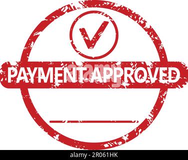 Rubber stamp payment approved with place for signature and date. Vector ...