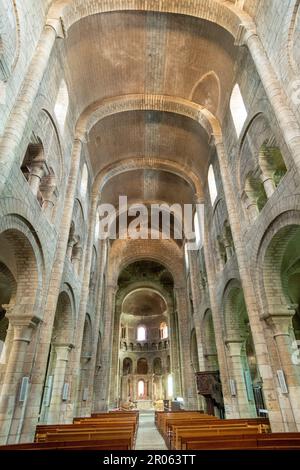 Nevers. Interior of Saint Etienne church. Roman church. Nièvre ...
