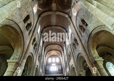 Nevers. Interior of Saint Etienne church. Roman church. Nièvre ...
