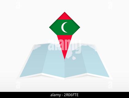 Maldives map, folded paper with Maldives map. Vector illustration Stock ...