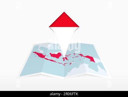 Indonesia map, folded paper with Indonesia map. Vector illustration ...