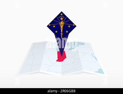Indiana map, folded paper with Indiana map. Vector illustration Stock ...