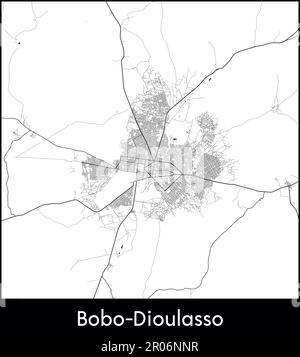 Bobo-Dioulasso Burkina Faso Africa City map blue print vector ...