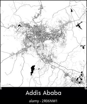 City Map Addis Ababa Ethiopia Africa vector illustration black white ...