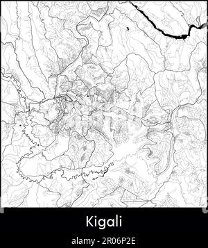 City Map Kigali Rwanda Africa blue print round Circle vector ...