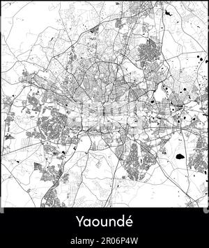 Yaounde Cameroon Africa City map blue print vector illustration Stock ...
