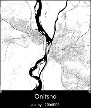 City Map Onitsha Nigeria Africa vector illustration black white Stock ...
