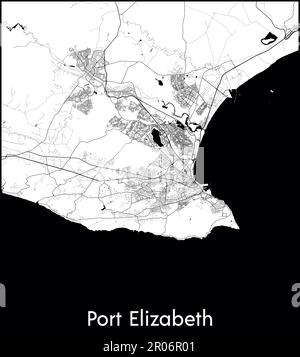 Vector city map of Port Elizabeth Gqeberha, South Africa Stock Vector ...