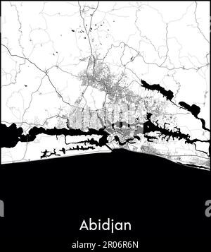 Minimal city map of Abidjan (Ivory Coast Africa Stock Vector Image ...