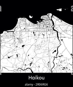 Haikou China Asia City map blue print vector illustration Stock Vector ...