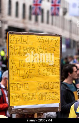 Protest placard at a 'Not my King' protest during the coronation of ...