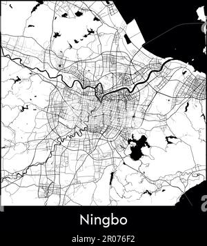 Ningbo China Asia City map blue print vector illustration Stock Vector ...