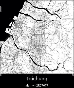 Taichung China Asia City map blue print vector illustration Stock ...