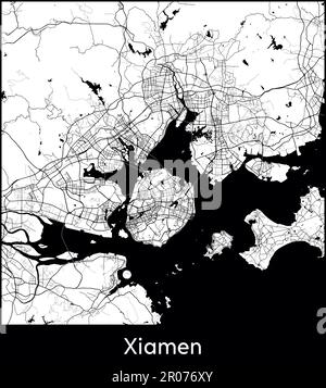 Minimal city map of Xiamen (China Asia)Minimal city map of Xiamen ...