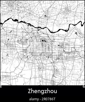 Minimal city map of Zhengzhou (China AMinimal city map of Zhengzhou ...