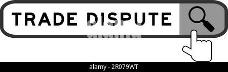 Search banner in word trade credit with hand over magnifier icon on ...