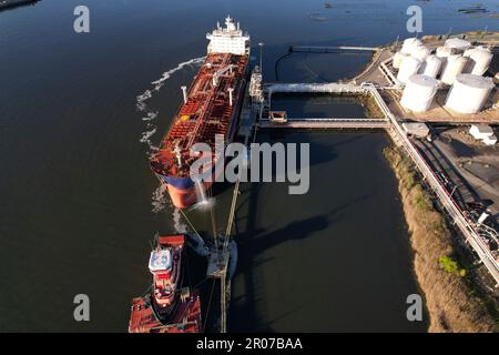 Aerial view of Perth Amboy Terminal in New Jersey storing various ...